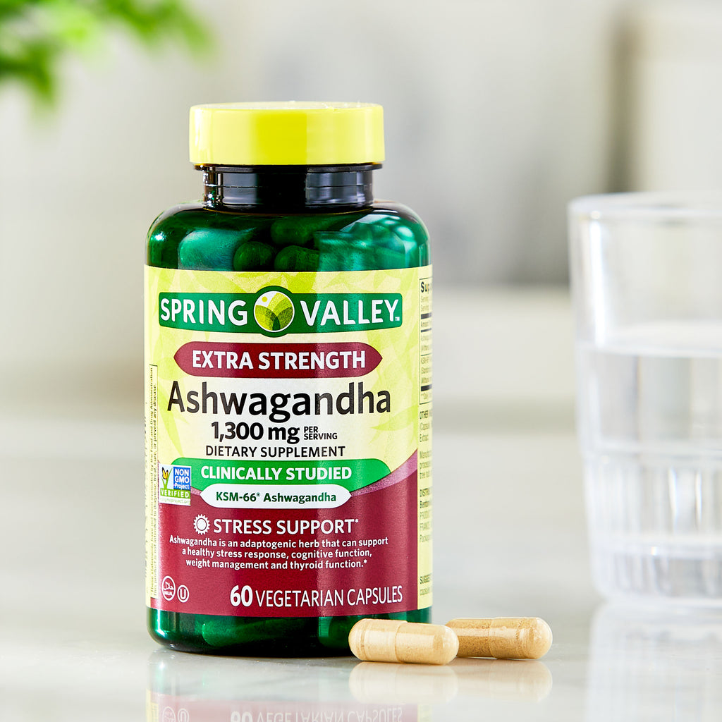 Spring Valley Extra Strength Ashwagandha Suplemento 1300 mg, 60 caps ...