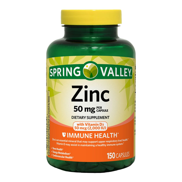 Spring Valley Cápsulas de Zinc con Vitamina D para la Salud Inmunológi ...